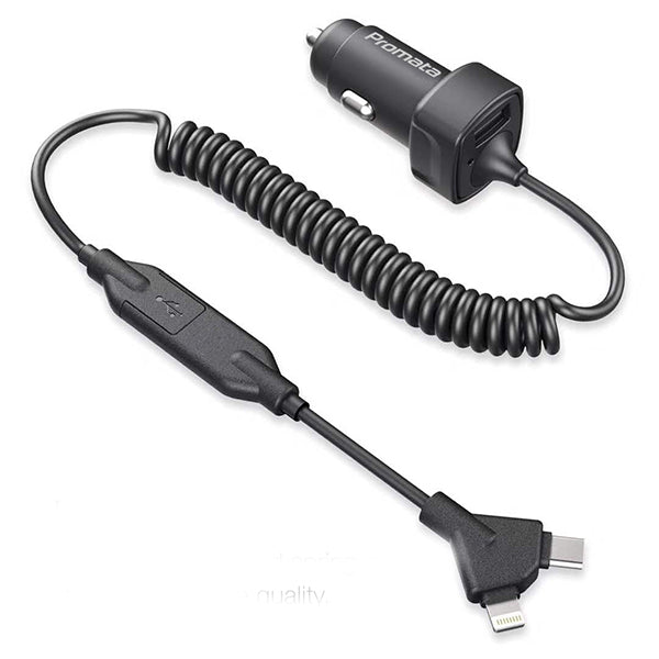 Promata Car Phone Charger | Supports Lightning, USB-C and Micro USB ...